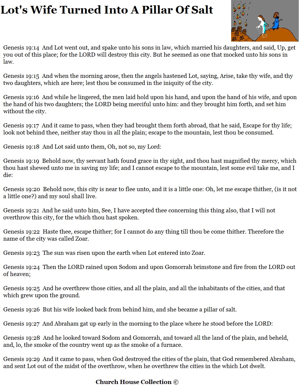 Lot's Wife Pillar of Salt Sunday School Lesson