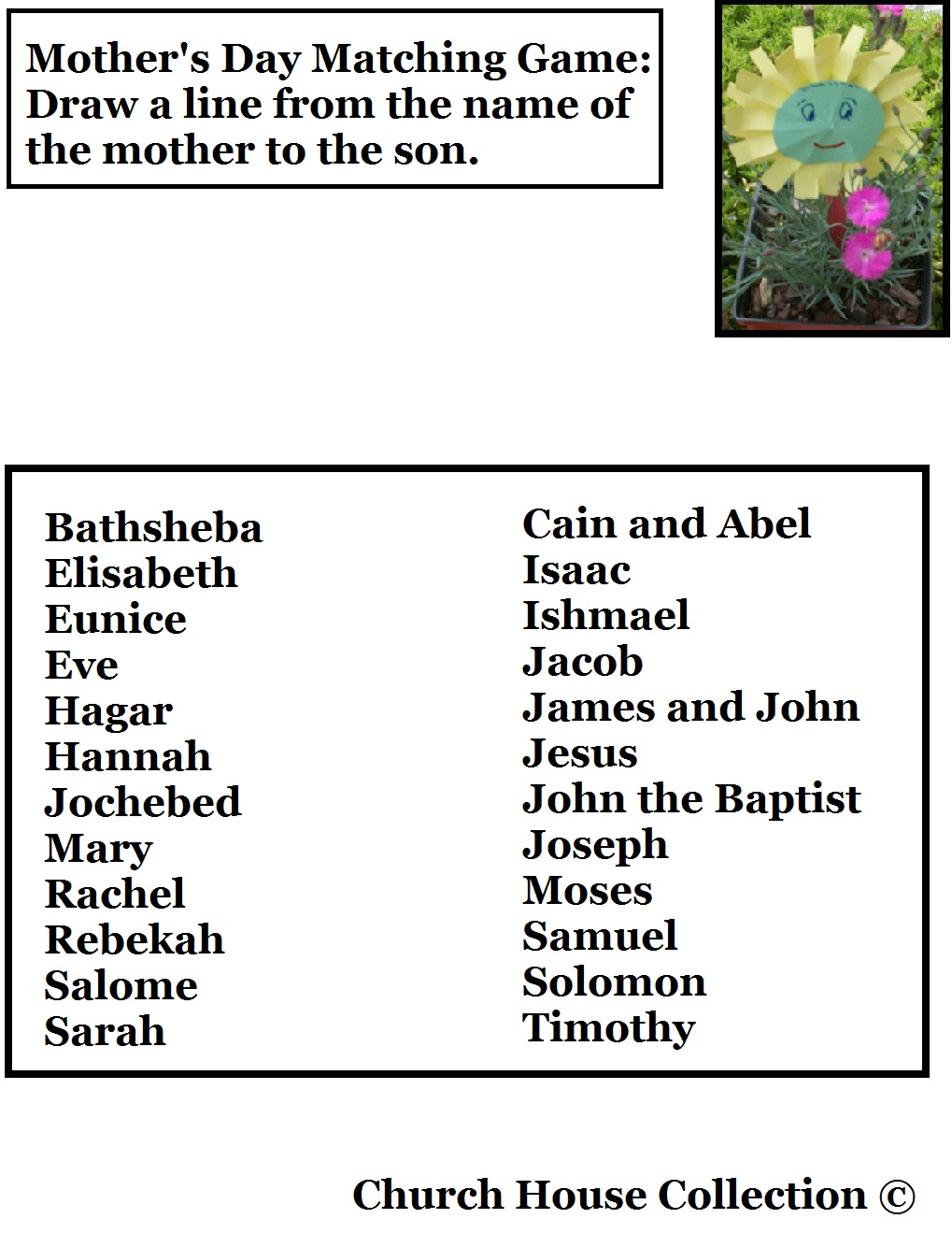 Mother's Day Sunday School Lesson