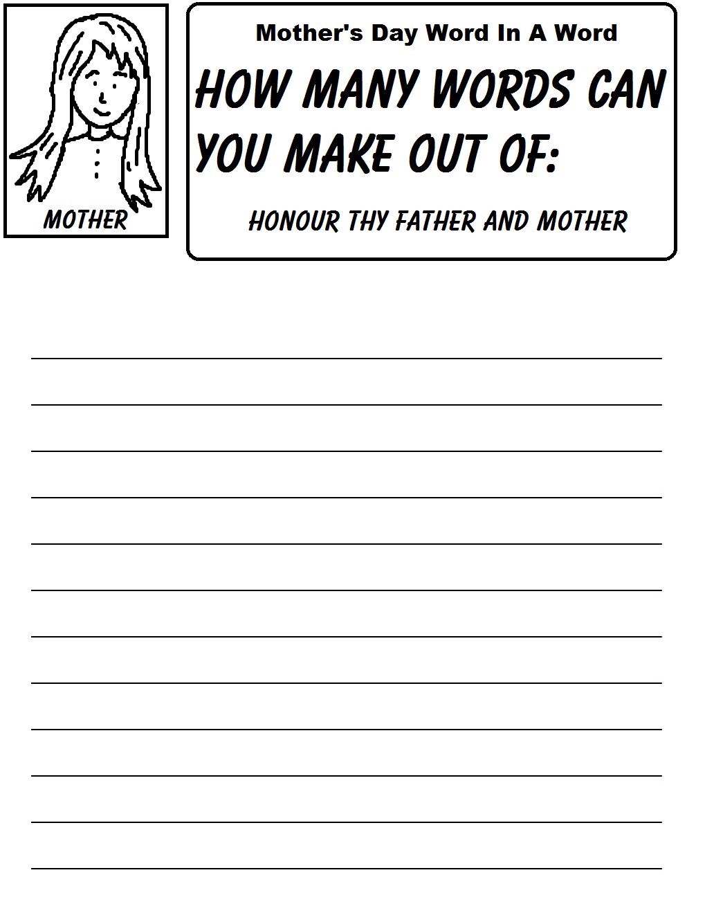 Mother's Day Sunday School Lesson